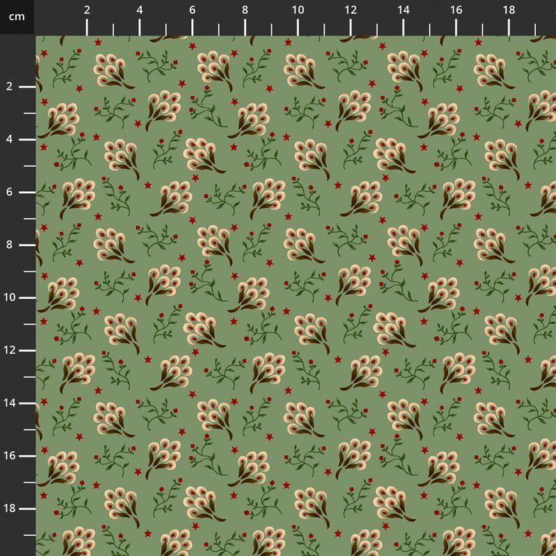 Country Coordinates fabric, Quiet Grace, Clover Blossoms, Aqua
