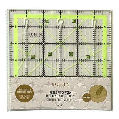 Bohin Slotted Quilting Ruler 6 x 6 inch UK. Patchwork ruler
