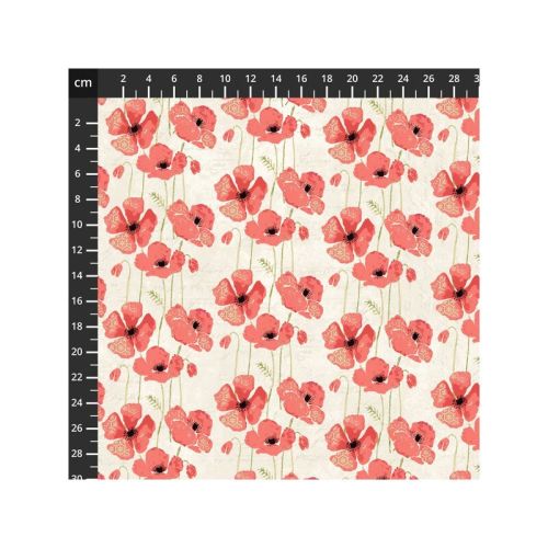 Poppy fabric: Large Poppy, Ivory