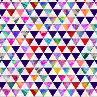 Geofetti Fabric: Multi Triangles White by Art Loft for Studio E Fabrics