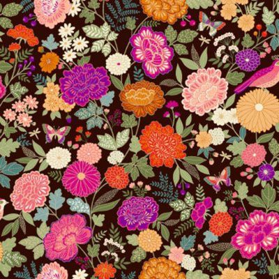 Luxe fabric: Large Floral pink Makower UK